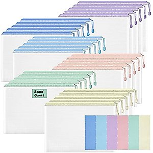 LANDNEOO 30 PCS Mesh Zipper Pouch, A4 Size Plastic Waterproof Zipper Bags, Large Mesh Bags for Puzzles & Toy Organizing Storage, Home School Office Supplies