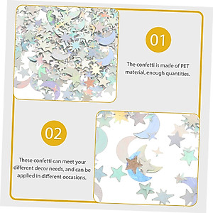 SEWACC 3pcs 1 Decorative Star and Moon Pieces Party Decorations Table Centerpieces Office Decor Anniversary Decoration Sequins Decorate Accessories Confetti Baby Balloon The Pet