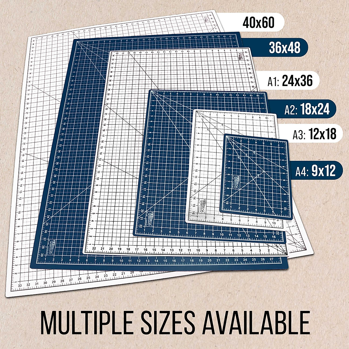 U.S. Art Supply 40" x 60" WHITE/BLUE Professional Self Healing 5 - 6 Layer Double Sided Durable Non-Slip Cutting Mat Great for Scrapbooking, Quilting, Sewing and all Arts & Crafts Projects