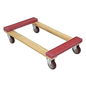 Vestil HDOR-1830-12 Rubber End Hardwood Dolly with Hard Rubber Casters, 1200 lbs Capacity, 30" Length x 18" Width x 7" Height Deck