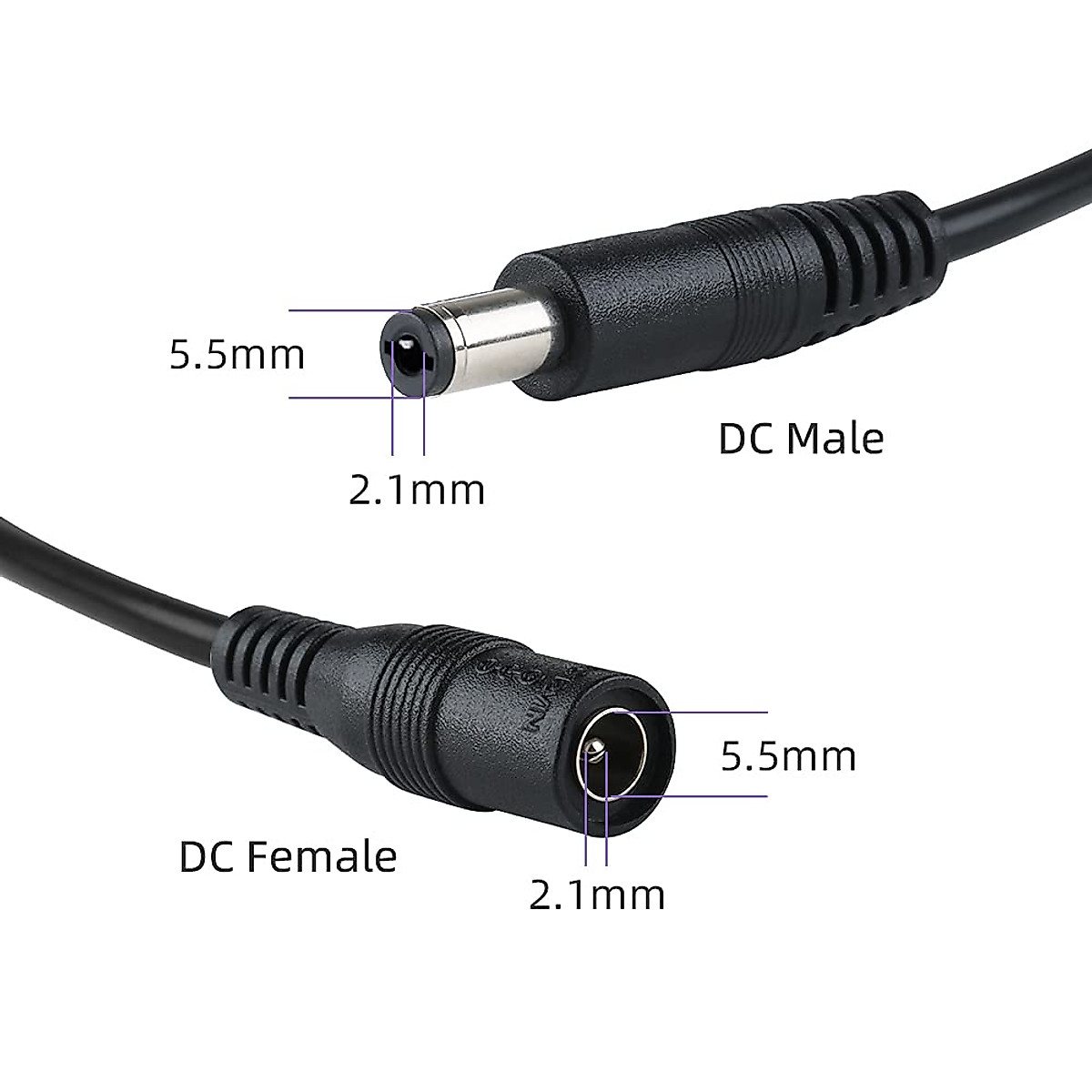 Sqlszt DC Power Adapter Extension Cable 100 feet 12V Power Adapter Extension Cable 2.1mm x 5.5mm Compatible with DC Adapter Cord Fit for CCTV Security Camera Wireless IP Camera Standalone DVR Black