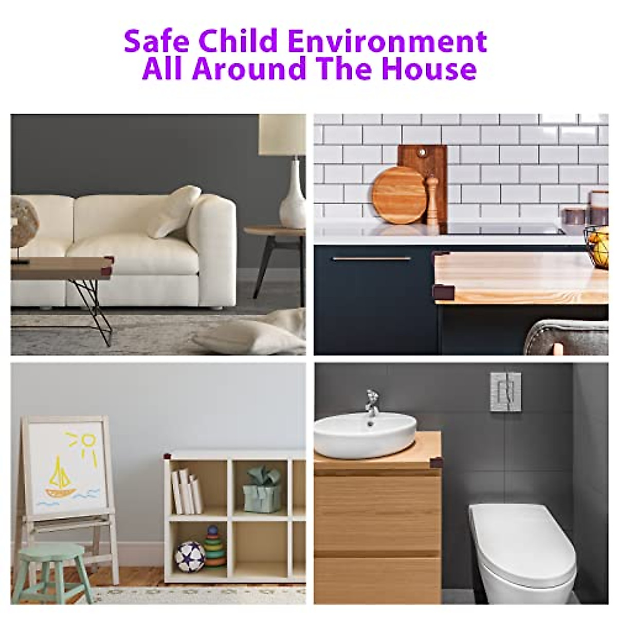 Kxtffeect 10Pcs Extra Thick Premium High Density Furniture Table Edge & Corner Guard Baby Proofing Bumper Protector - Jumbo Size Value Pack (Brown)