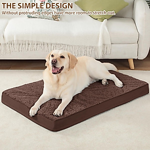 MIHIKK Large Dog Bed with Removable Washable Cover, Orthopedic Dog Crate Bed Large Breed, Waterproof Pet Bed, Big Flat Dog Beds Large Sized Dog Mattress, Brown, 36 inch