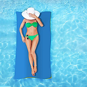 Floating Mat, Lily Pad Floating Mat, 3-Layer Tear-Resistant XPE Foam Floating Water Mat with a 16.4' Elastic Bungee Tether. Floating Mat for Lake, Beach, Ocean, Pool (7' x 3' x 1.3")