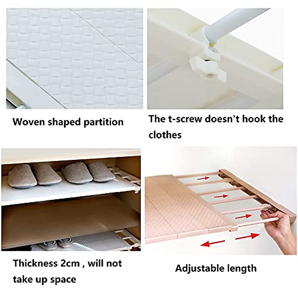 Adjustable Closet Organizer Storage Shelf Wall Mounted Kitchen Rack Space Saving Wardrobe Decorative Shelves Cabinet Holders (White, Length: 11.81 - 15.74 inch (30-40cm), Width: 9.44inch (24cm))