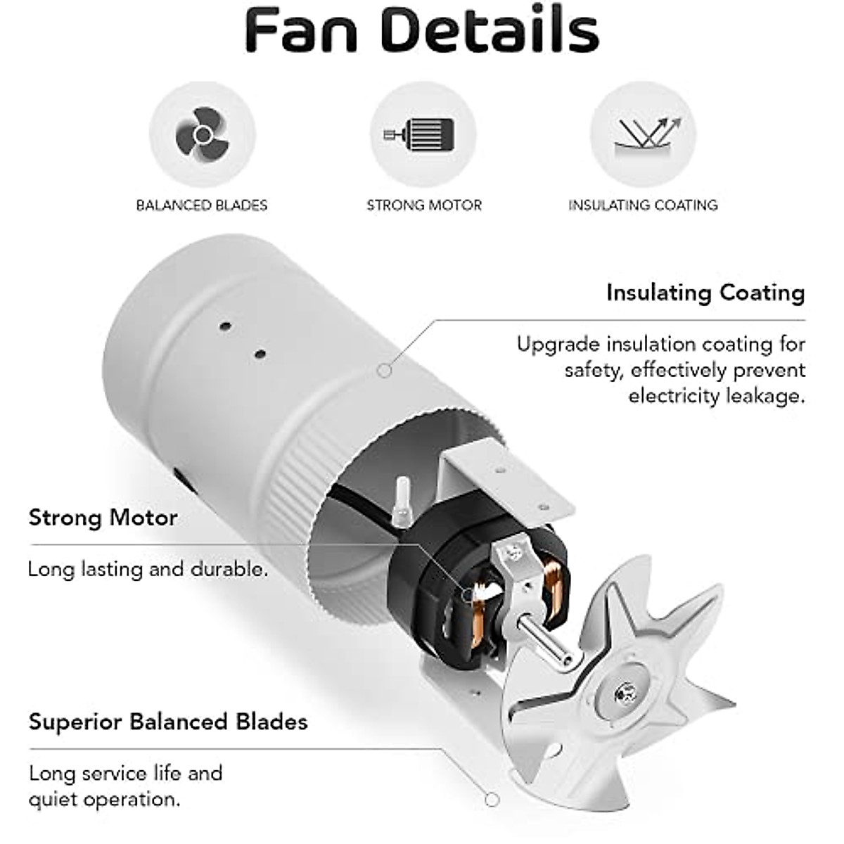 iPower Silent 4 inch Booster Fan 90CFM Inline Blower with 4. 9' Grounded Power Cord, 8 Feet Non-Insulated Flex Air Aluminum Ducting Vent Hose, Quite for Kitchen Bathroom Grow Tent