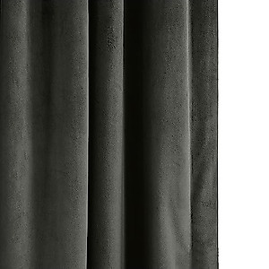 HPD Half Price Drapes Signature Blackout Velvet Curtains 96 Inches Long Heat & Full Light Blocking Blackout Curtain for Bedroom & Living Room (1 Panel), 50W x 96L, Gunmetal Grey
