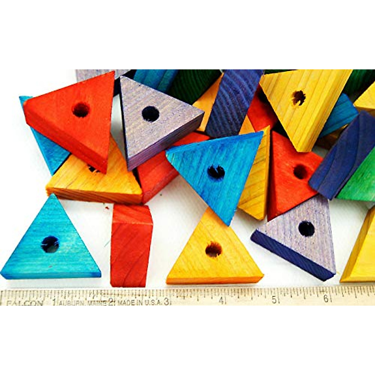 Parrot Toys 50 Triangles Colored Wooden Woods Parts for Birds Cockatoo Amazon