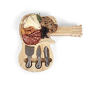 TOSCANA - a Picnic Time brand Guitar Cheese Board & Knife Set, Novelty Charcuterie Board Set with Cheese Knifes, Cheese Boards Charcuterie Boards, Serving Platter, (Bamboo)