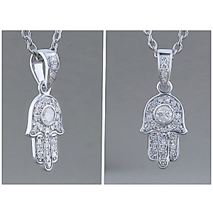 Dazzlingrock Collection Lab Grown Round White Diamond Hamsa Hand of Fatima Charm Pendant for Her (0.17 ctw, Color H-I, Clarity SI2) | 14K White Gold