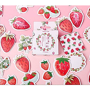 90PCS Small Cute Pink Strawberry Letter Stickers Decal Sticker Cardstock Stickers Photo Planner Stickers Korean Stationery Stickers Party Favors Kid' Stickers for DIY Arts and Crafts (Strawberry)