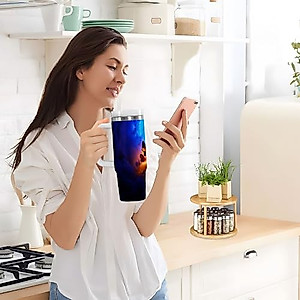 Exnundod 40 oz Tumbler with Handle Captain Yellow Duck Pirate Insulated Stainless Steel Cup with Lid and Straw Dark Clouds Travel Cup Leak-proof Fits in Car Cup Holder for Iced & Hot