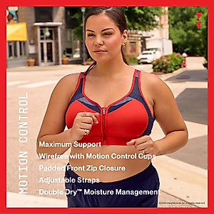 Champion womens Motion Control Zip Sports Bra, Black, 38D US