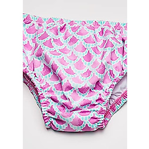 Swim Time Girls' Reusable Swim Diaper UPF 50+ with Side Snaps, Purple Mermaid Print, Medium