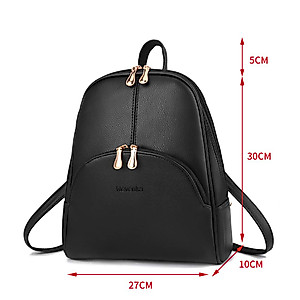 Nevenka Backpack Purse for Women Casual Shoulder Bag PU Leather Zipper Closure Adjustable Strap