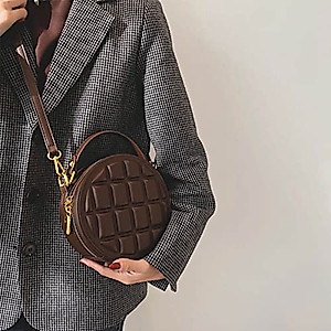 Chloe soo Women Leather Shoulder Bags Crossbody Bag Round Clutch Purse Tote Handbag Retro Classic Purse 36