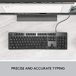 Logitech K845 Mechanical Illuminated Keyboard, Strong Adjustable Tilt Legs, Full Size, Aluminum Top Case, 104 Keys, USB Corded, Windows (TTC Brown Switches)