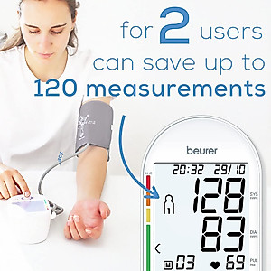 Beurer BM55 Blood Pressure Machine – XL Backlit Display, Arrhythmia Alarm, Portable Storage Kit, 2 Users, Automatic Blood Pressure Cuff, Resting Indicator – Blood Pressure Monitor Batteries Included