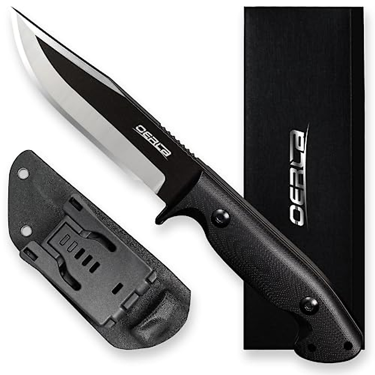OERLA TAC OLK-033RD Outdoor Knife Fixed Blade Camping Hunting Survival Field Knife 420HC Full Tang Steel with Kydex Sheath and EDC Tactical Belt Clip