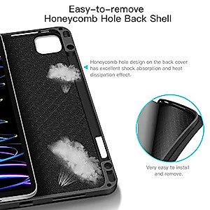 BloxFlag Case for iPad Pro 12.9 6th/5th/4th/3rd Generation with Card Pocket/Pencil Holder/Typing Angle Auto Sleep/Wake iPad Pro 12.9 2022/2021/2020/2018 Vegan Leather Cover (Brown)