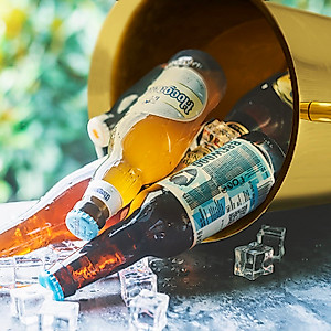 Ice Bucket with Stand Christmas Stainless Steel Standing Ice Bucket Ice Cube Container, Wine Bucket on Stand Gold Champagne Ice Bucket for Wine Beer KTV Club Bar Bbq Party Wedding, 12ib 5L (91cm,gold