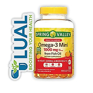 Essential Omega-3. Includes Luall Fridge Magnetic + Spring Valley Omega-3 Fish Oil Soft Gels, 1000 mg (120 MINI SoftGels)
