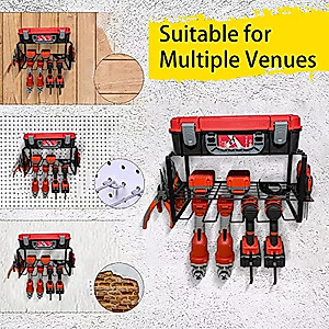 Polgar's Power Tool Organizer With Charging Station,Drill Holder Wall Mount,Garage Storage Shelves for Organization and Storage,Heavy Duty Pegboard Wall Organizer Set Solid Metal Black