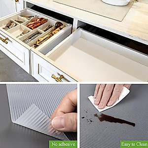 TANONE Clear Shelf Liner, Non-Slip Cabinet Liner, 12 Inch x 20 FT Drawer Liner Washable, Non Adhesive for Kitchen Cabinet, Shelves, Refrigerator