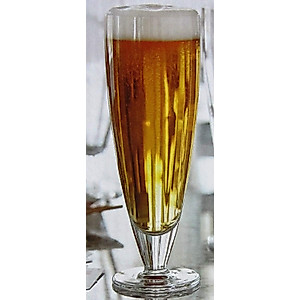 Footed Pilsner Beer Glass Set by Threshold - Set of 4 Glasses (Made in Italy) 15.5 fl. oz