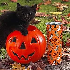 Mosdeim Halloween Tumbler 20 oz Travel Holiday Coffee Mug Witch Cat Skinny Tumblers with Lid and Straw Stainless Steel Insulated Coffee Cups Holloween Gifts for Women Girls