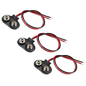 uxcell 3pcs DC 9V Battery Clip T-Type Buckle Connector Faux Leather Housing Lead Wire 12cm Long