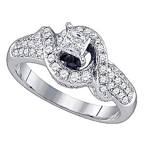 Dazzlingrock Collection 14kt White Gold Womens Princess Diamond Solitaire Swirl Bridal Wedding Engagement Ring 7/8 ctw