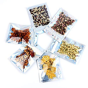 50 Pieces Resealable Smell Proof Bags Foil Pouch Bag, Used to store and pack party food, jewelry, lip gloss, eyelashes, party supplies, candy (Holographic Color,(Small: 3 x 4 Inch and 4 x 6 Inch)