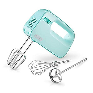Dash SmartStore™ Deluxe Compact Electric Hand Mixer + Whisk and Milkshake Attachment for Whipping, Mixing Cookies, Brownies, Cakes, Dough, Batters, Meringues & More, 3 Speed, 150-Watt – Aqua
