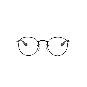 Ray-Ban RX3447V Round Metal Prescription Eyeglass Frames, Matte Black/Demo Lens, 47 mm