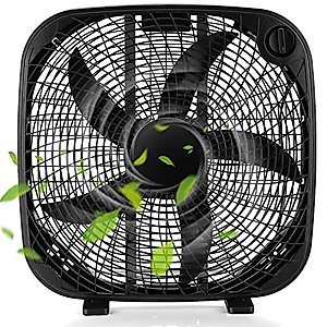 LDAILY 20" Box Fan with 3 Speed Settings, Window Fan for Full Force Air Circulation w/Control Knob, Portable Handle, Feet, Safety Fences & Cord Storage, ETL Listed Floor Fan for Home Office Tool Shed