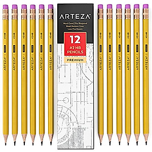 ARTEZA HB Pencils #2, Pack of 48, Wood-Cased Graphite Pencils in Bulk, Pre-Sharpened, with Latex-Free Erasers, Office & School Supplies for Exams and Classrooms