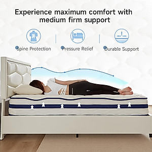 ONBRILL Twin Mattress,Motion Isolation,10 Inch Gel Memory Foam Hybrid Mattress in a Box,Individually Pocket Innerspring,Back Pain Relief,Breathable,Pressure Relief Non-Fiberglass Mattress