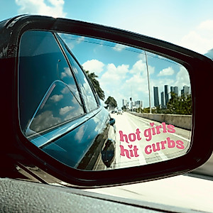 3x Hot Girls, Hit Curbs Rearview Mirror Decal,Vinyl Car Decals For Women,Pink Car Mirror Sticker,Vanity Mirror Stickers,Girl Car Decal,Car Window Decal, Self Affirmations Decal