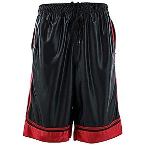 ChoiceApparel Mens Two Tone Training/Basketball Shorts with Pockets (S up to 4XL) (4XL, Zipper-Black/Red)