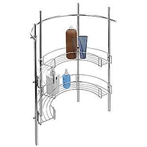 MyGift Under-The-Sink Bathroom Quality Pedestal Storage Rack with 2 Shelves & Hand Towel Bar, Chrome Plated