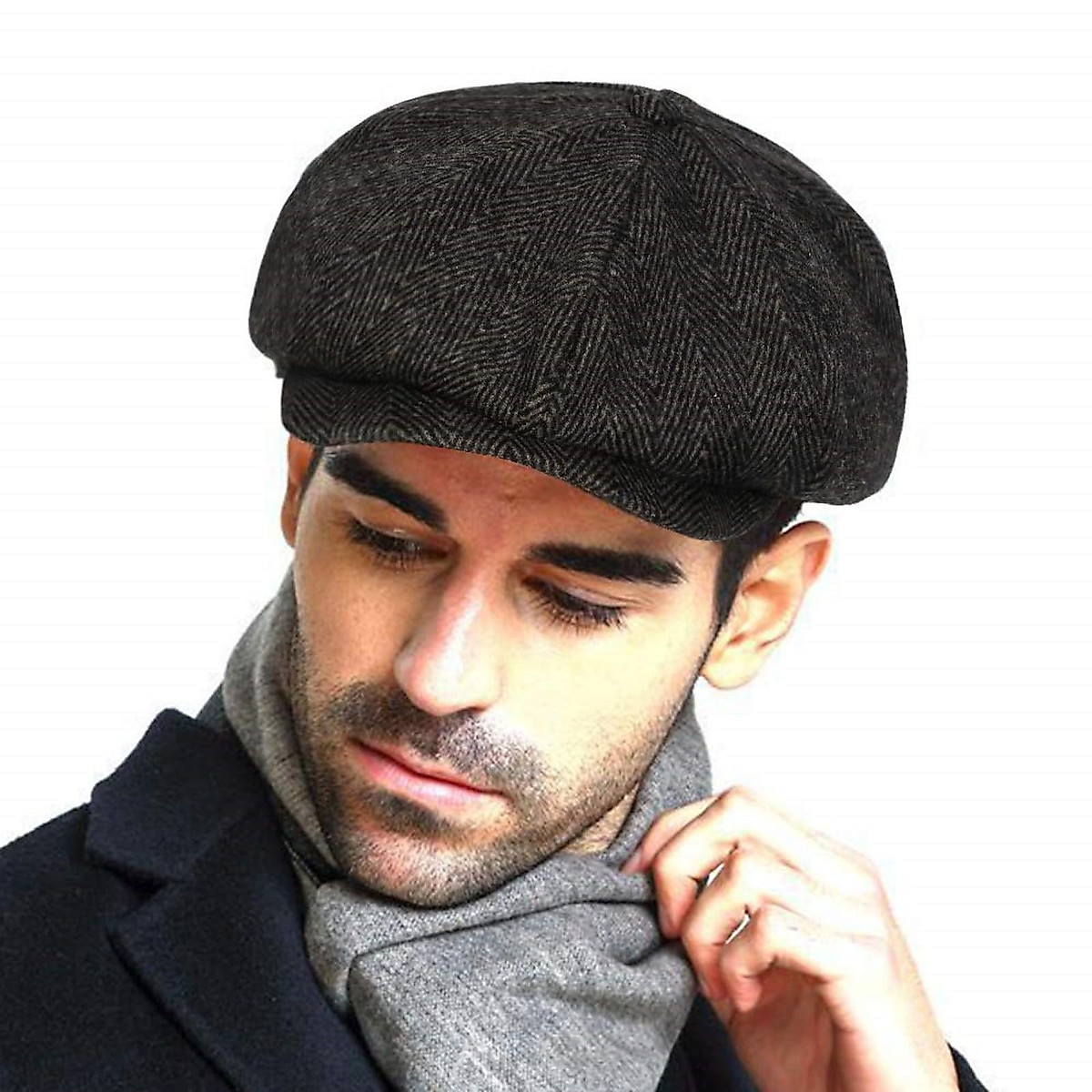 Men's Vintage Newsboy Gatsby Hat Blend Wool Flat Ivy Cabbie Autumn Winter Cap Boyfriend Gift M