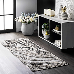 nuLOOM Drea Marble Abstract Area Rug, 4x6, Grey