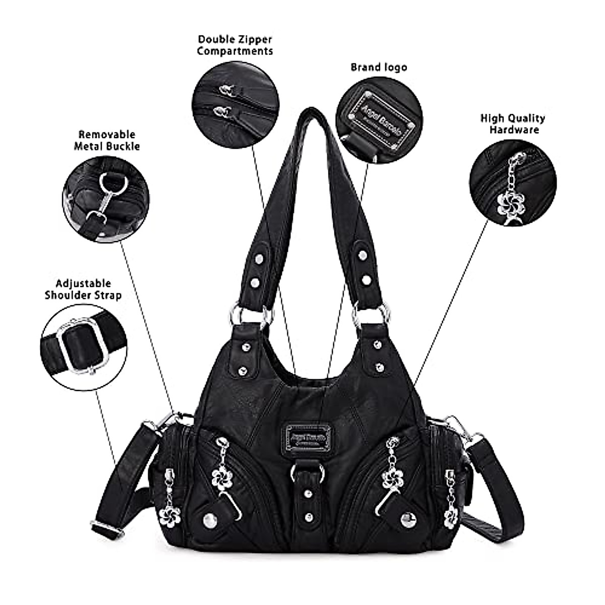 Angel Kiss Small Hobo Bags for Women Multi Pockets Purses Long Strap Handbags Adjustable Shoulder Bags for Everdayuse