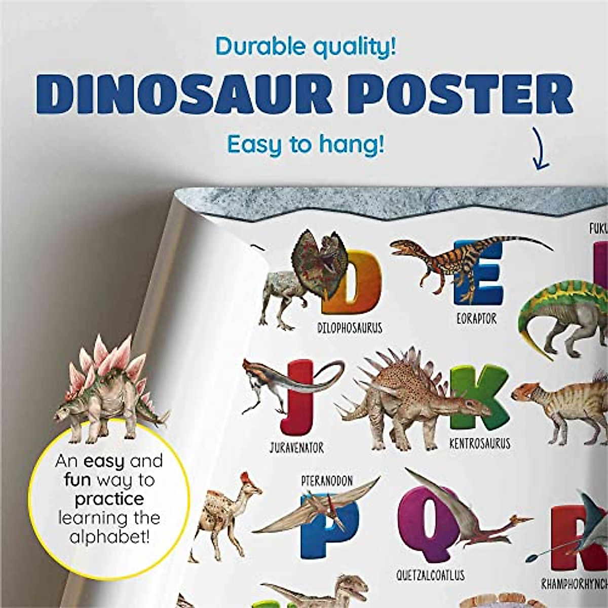 ABC Dinosaur Educational Poster for Kids Room & Classroom