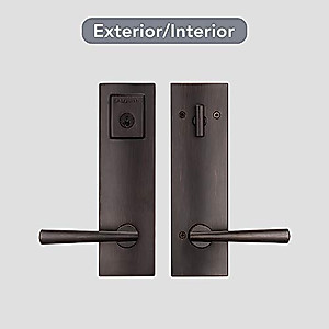 Kwikset Baldwin Spyglass , Front Entry Handleset with Interior Lever, Featuring SmartKey Deadbolt Re-Key Technology and Microban Protection, in Venetian Bronze, Full Escutcheon