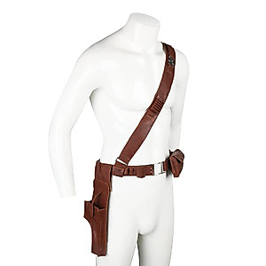 WeizhaonanCos Men Mandalorian Belt with Holster Adjustable Belt Brown Leather Halloween Cosplay Prop (Large)