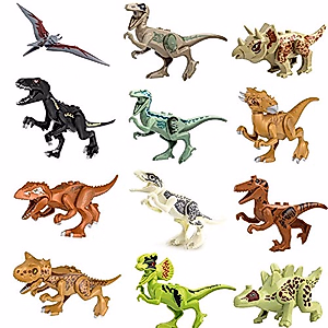 Toysvill Compatible Dinosaurs Mini Figures for Jurassic World Building Blocks Toys (Set of 20 Pieces) with Moving Parts. T Rex, Dragon Sword, Pterodactyl, Tyrannical Dragon, Stygimoloch et al.