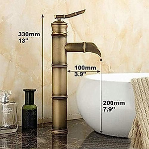 Kitchen Taps Kitchen Tap Faucet Sink Faucet Antqiue Brass Bamboo Waterfall Sink Faucet Single Lever Deck Bathroom Toilet Mixer Tap Faucet