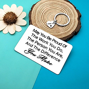 Thank You Gift Employee Appreciation Gift Engraved Wallet Card Gifts Volunteer Appreciation Gift Thank You Keychain for Coach Mentor Teacher Nurse Doctor Social Worker Gifts Coworker Leaving Gift